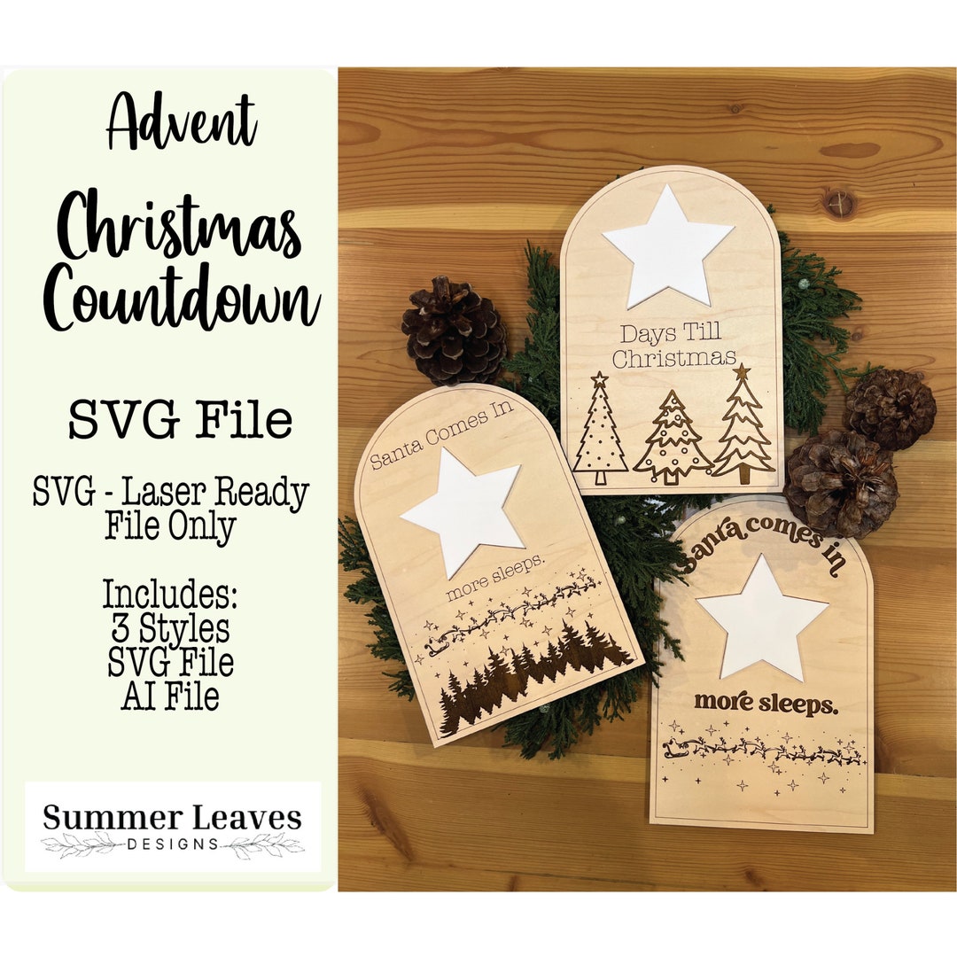 Christmas Countdown Bundle - SVG - Laser File - 3 Styles - Etsy