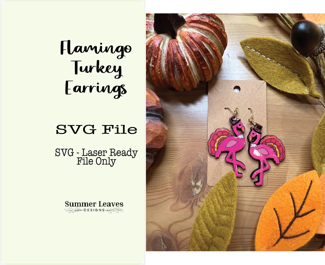 Flamingo Turkey Earrings SVG - Laser Ready - SVG - Etsy