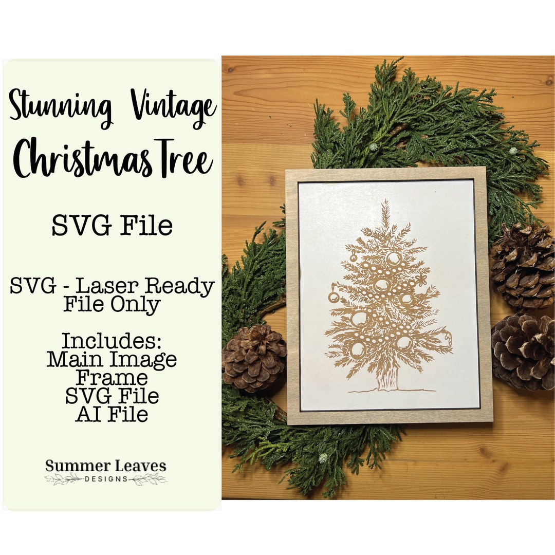 Vintage Christmas Tree SVG Sign Christmas Tree Laser Ready - Etsy