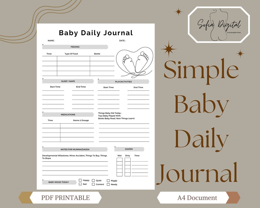 Daily Info Journal Pages - Babies and Newborns, Baby Log Printable ...