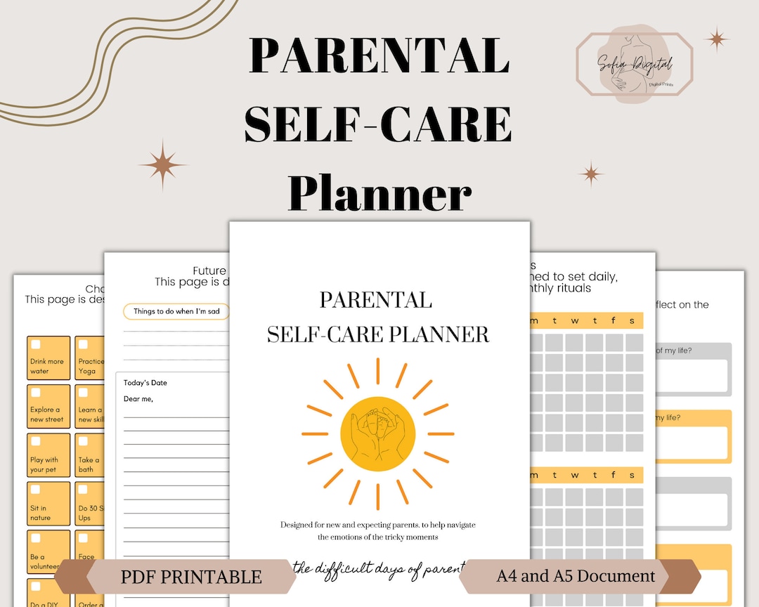Parent Self Care Journal Self Care Planner Worksheets Mood Tracker Love ...