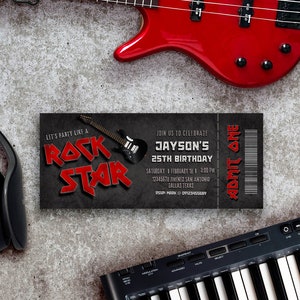 Rockstar Birthday Theme Rocker Digital Editable Invitation Canva ...