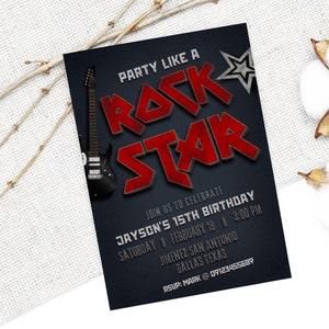 Rockstar Birthday - Rockstar Themed - Rocker Digital Editable ...