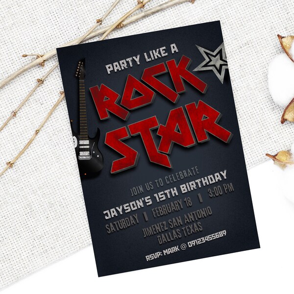 Rockstar Invitation - Etsy