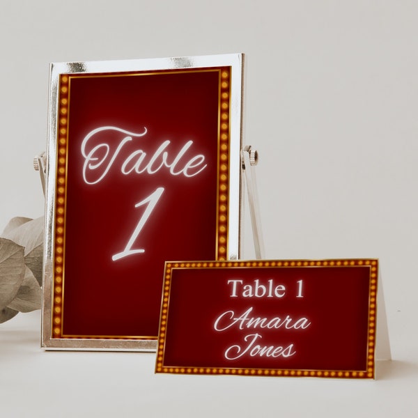 Red Carpet Theme Table Number Template - Etsy