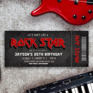 Rockstar Birthday Theme - Rocker Digital Editable Invitation Canva ...