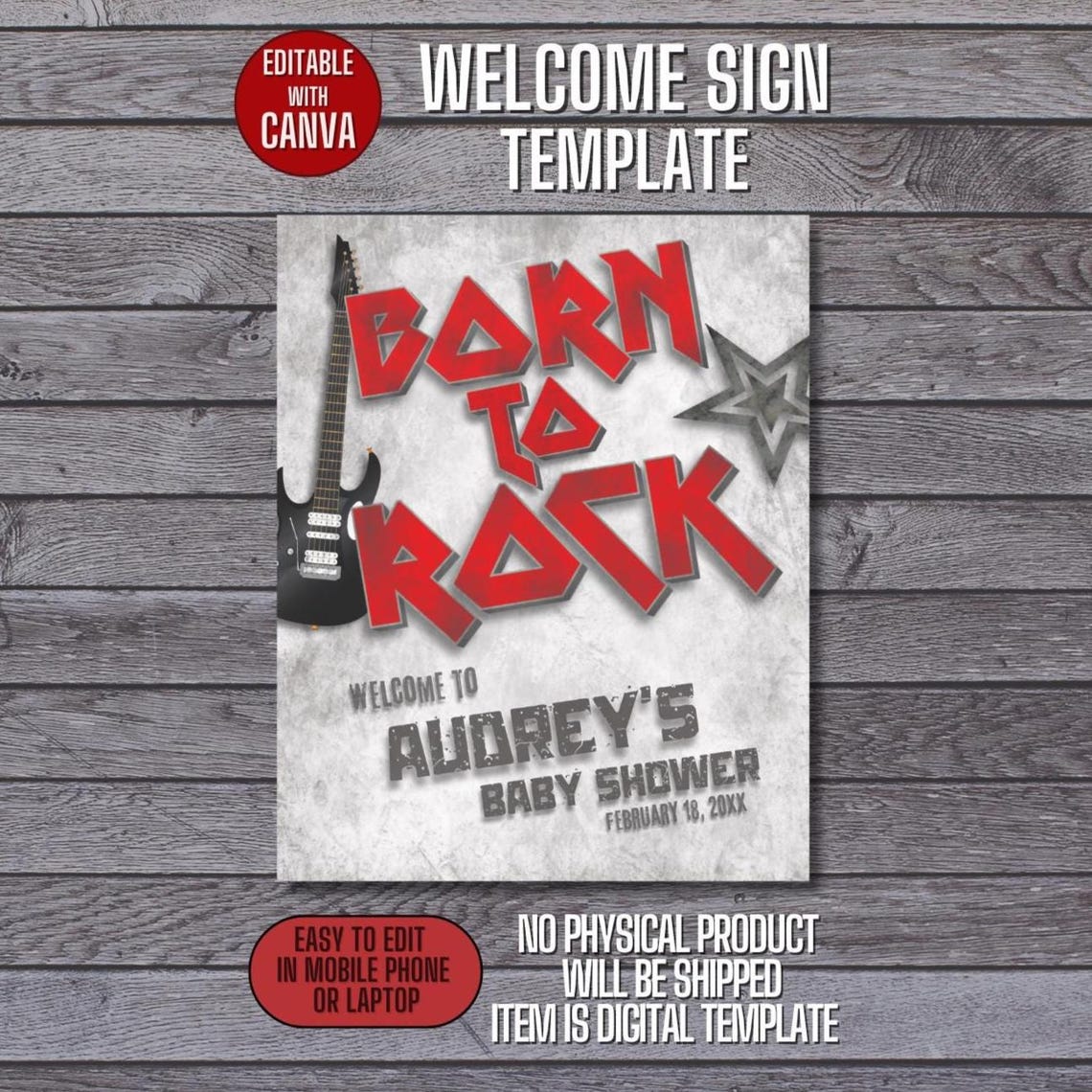 Born to Rock Baby Shower - Rockstar Theme - Rocker Theme Digital ...