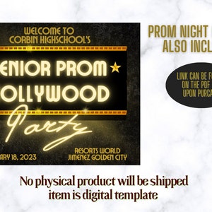 Hollywood Party Welcome Sign - Prom Night - Digital Canva Template - Etsy