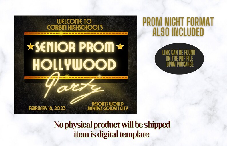Hollywood Party Welcome Sign Prom Night Digital Canva Template - Etsy