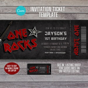 One Rocks Rocked One Year Rock and Roll Boy 1st Birthday Digital ...