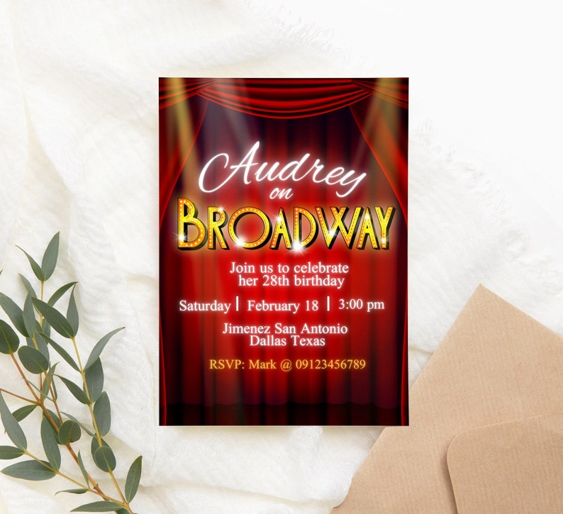 Broadway Theater Digital Invitation Canva Template - Etsy
