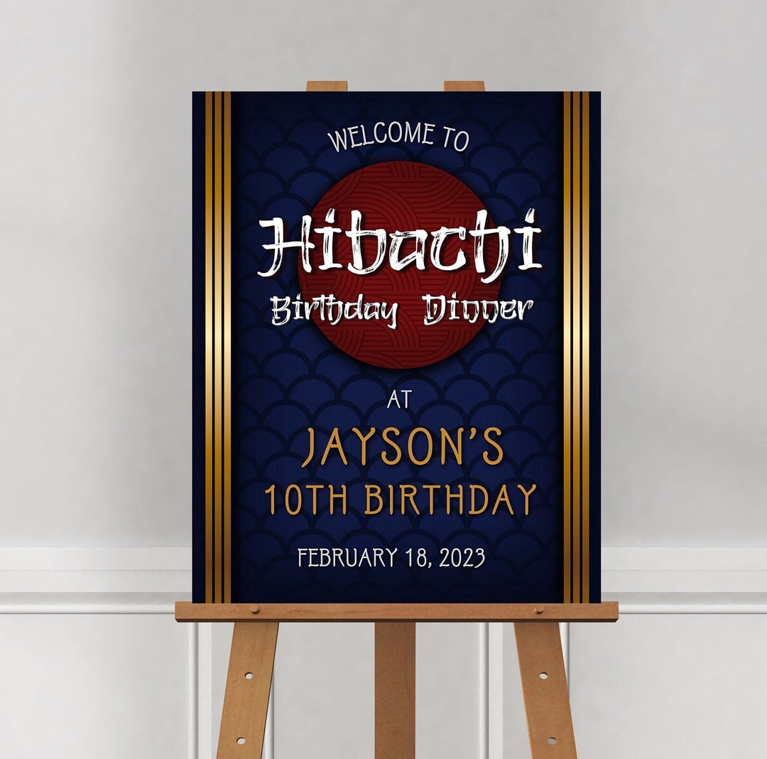 Hibachi Birthday Dinner Japanese Theme Editable Digital Welcome Sign ...