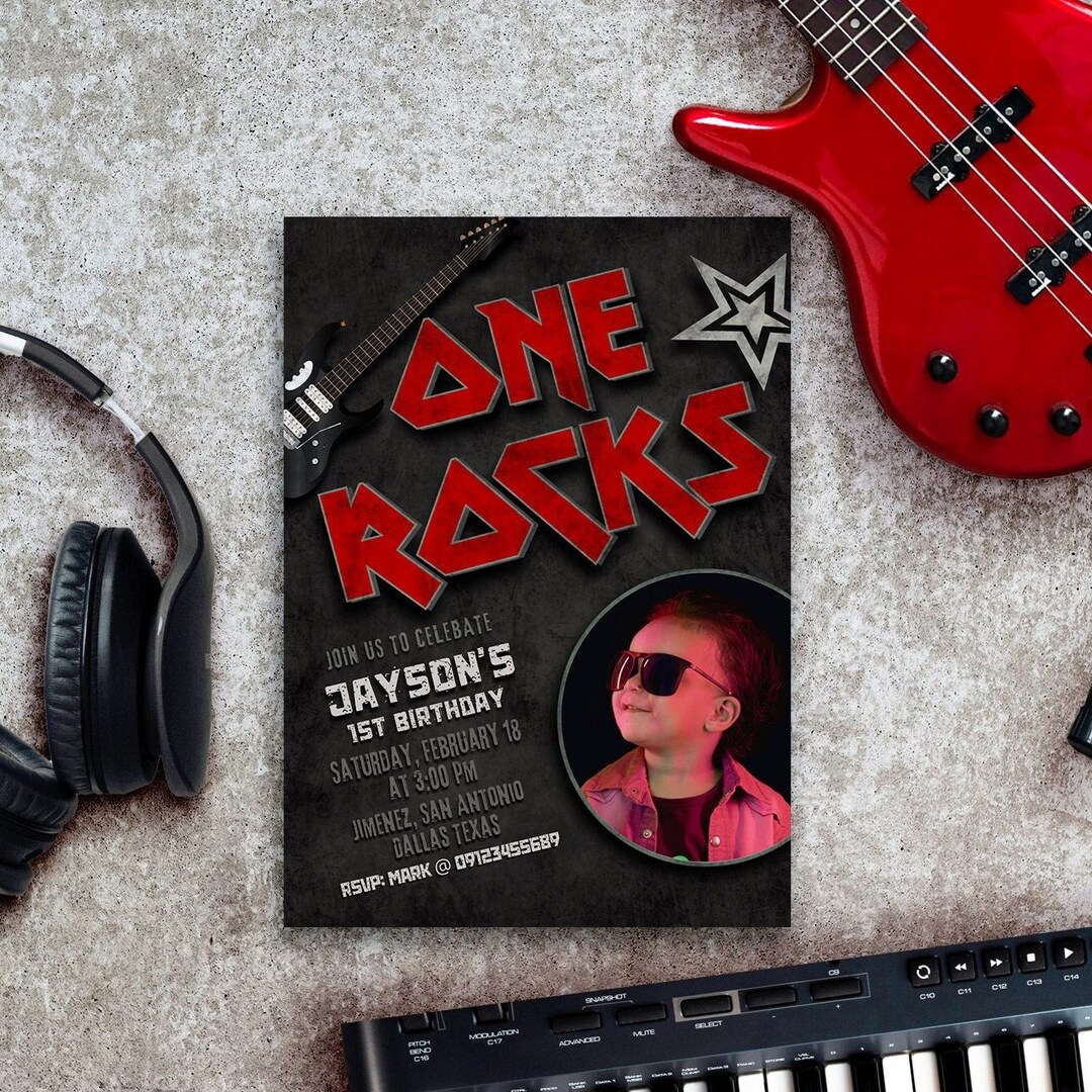 One Rocks - Rocked One Year - Boy First Birthday Digital Editable ...