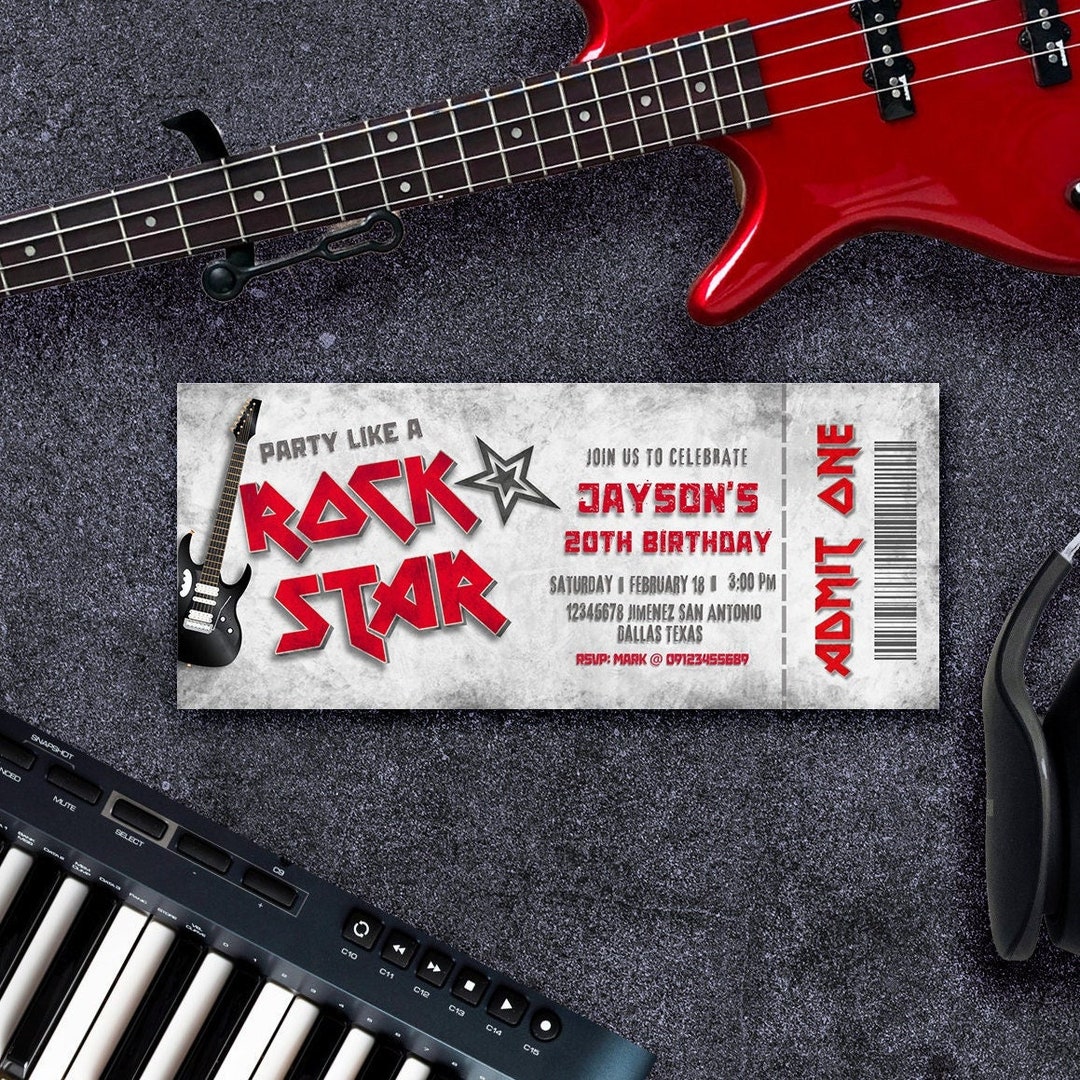 Rockstar Birthday Theme - Rocker Digital Editable Invitation Canva ...