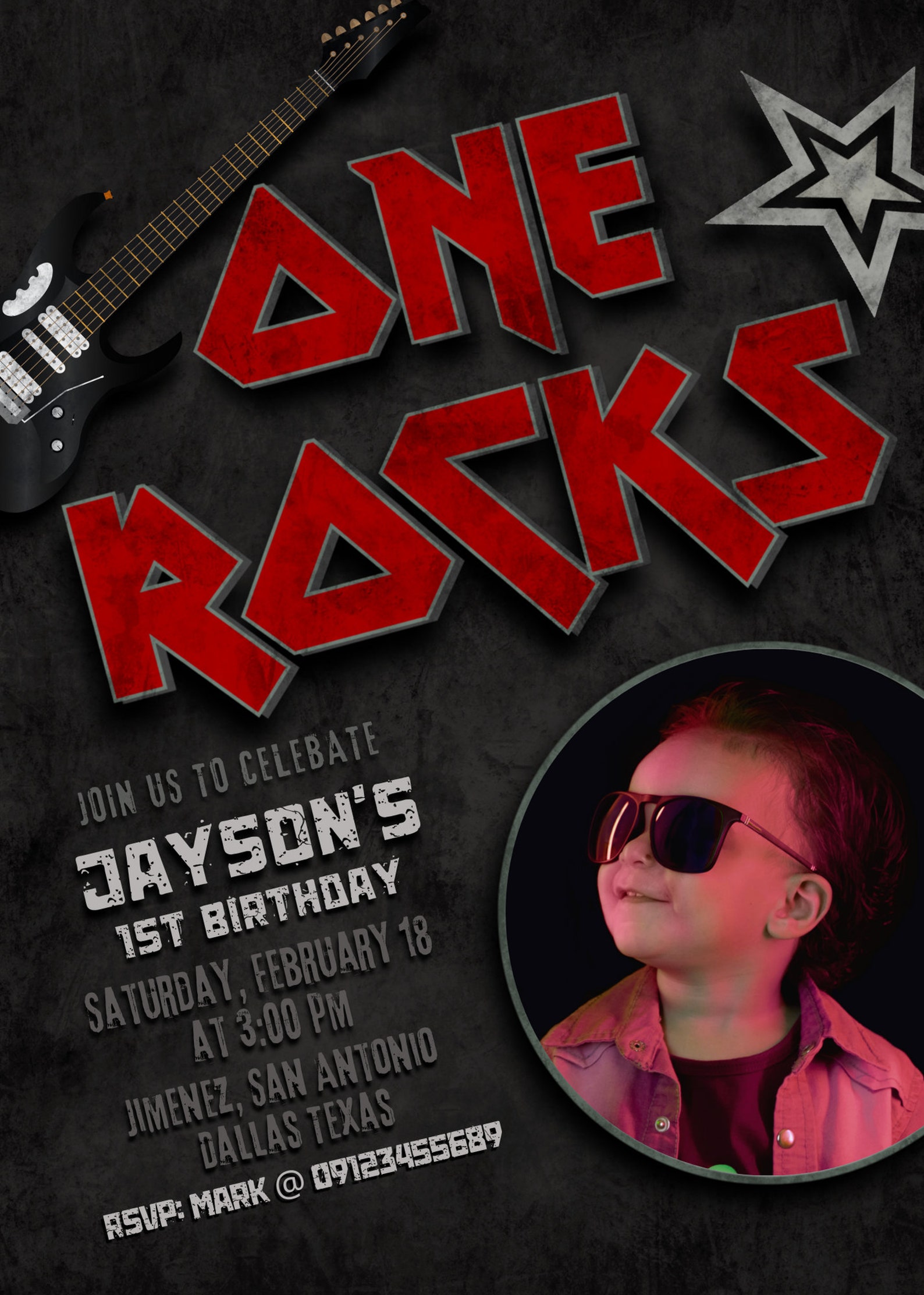 One Rocks Rocked One Year Boy First Birthday Digital Editable ...