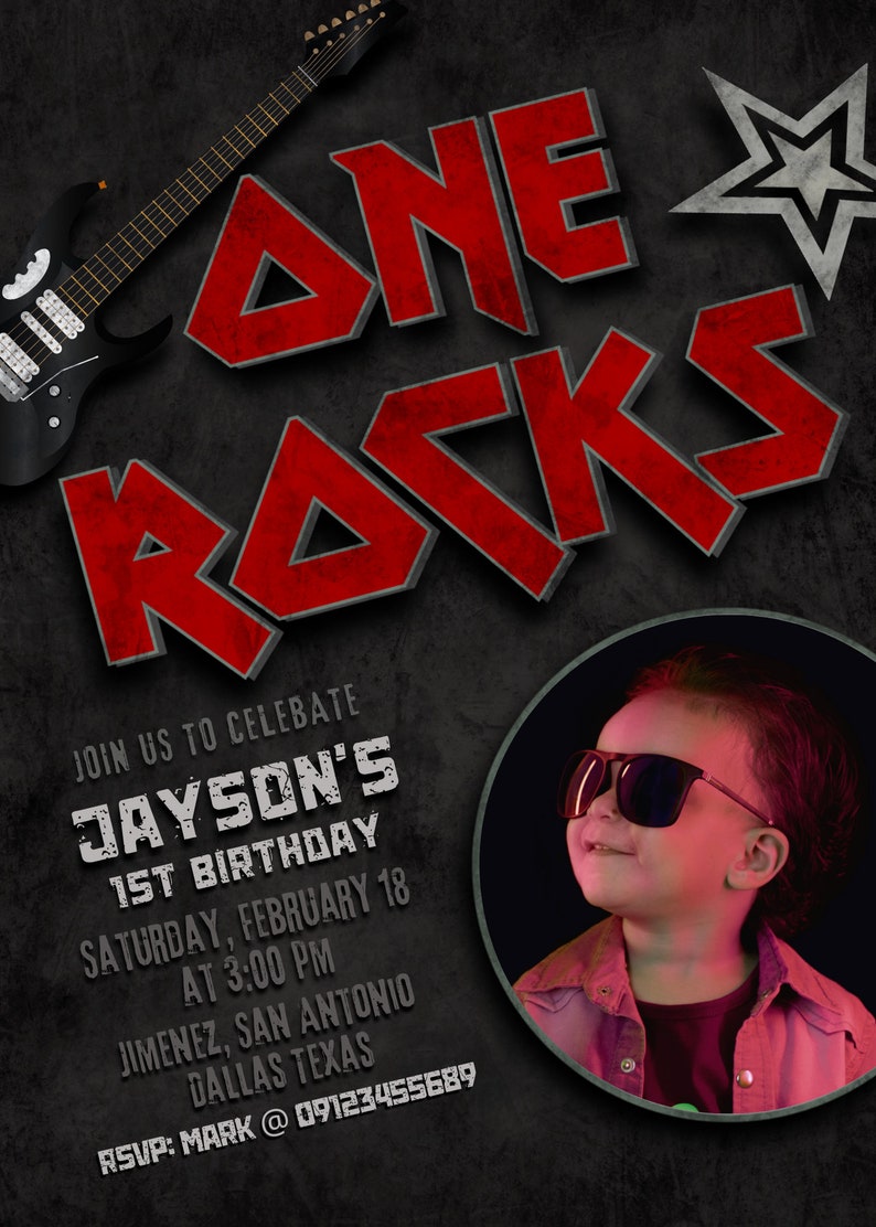 One Rocks Rocked One Year Boy First Birthday Digital Editable ...