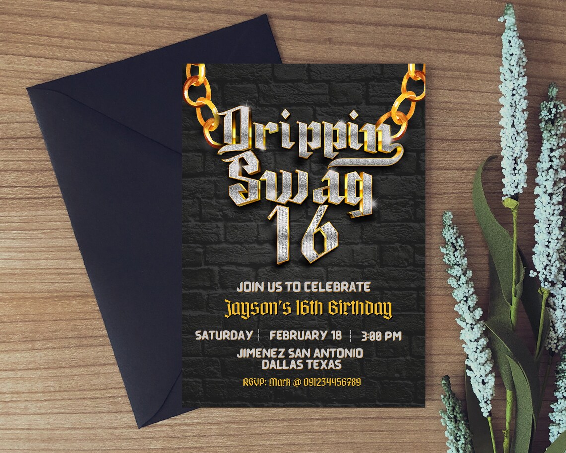 Drippin Swag 16 Hip Hop Invitation Canva Template - Etsy
