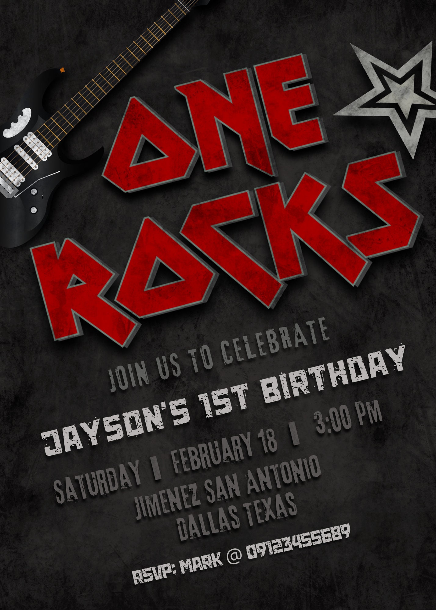 One Rocks - Rocked One Year - Rock and Roll - Boy First Birthday ...