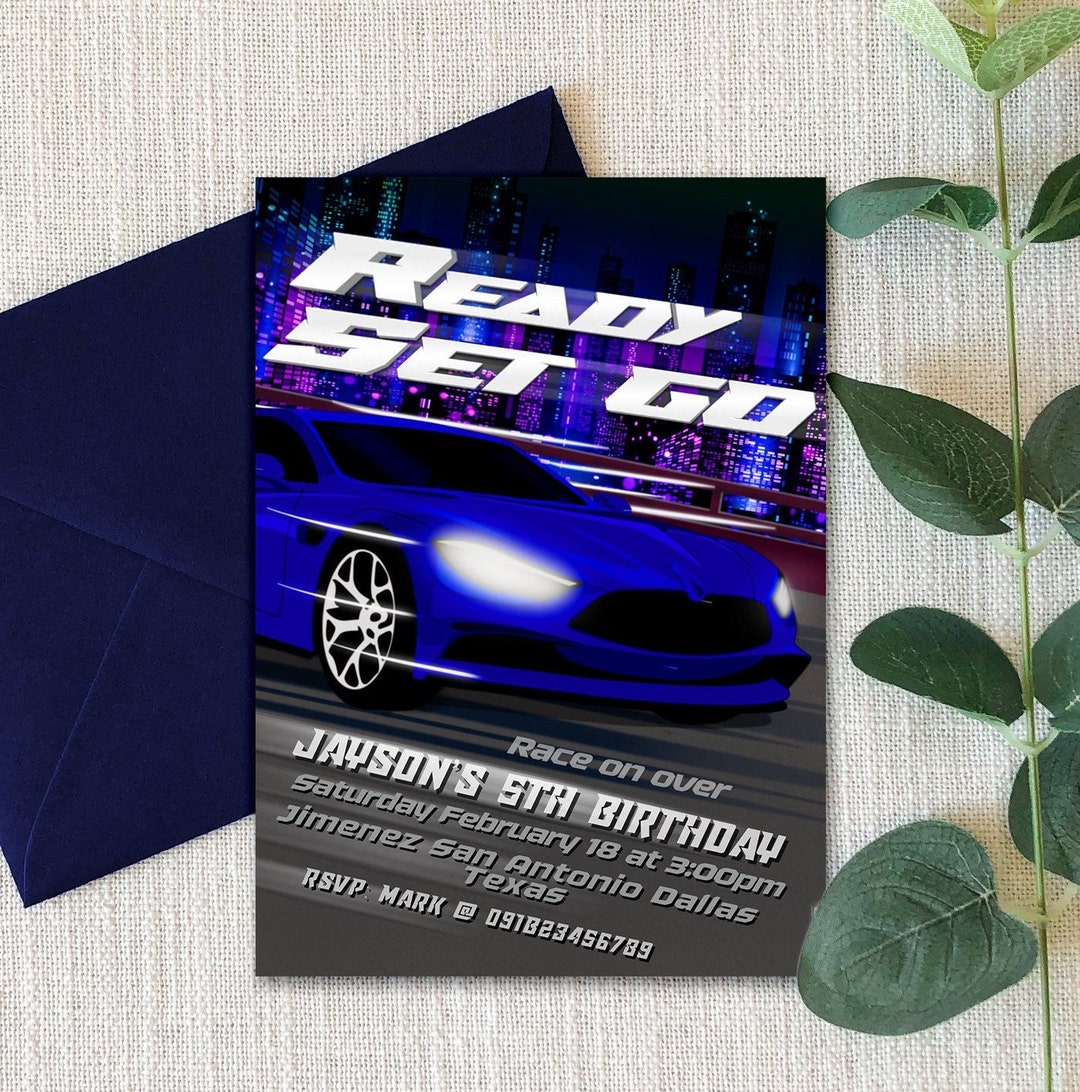 Ready Set Go - Racing - Car - Fast - Digital Invitation - Canva ...