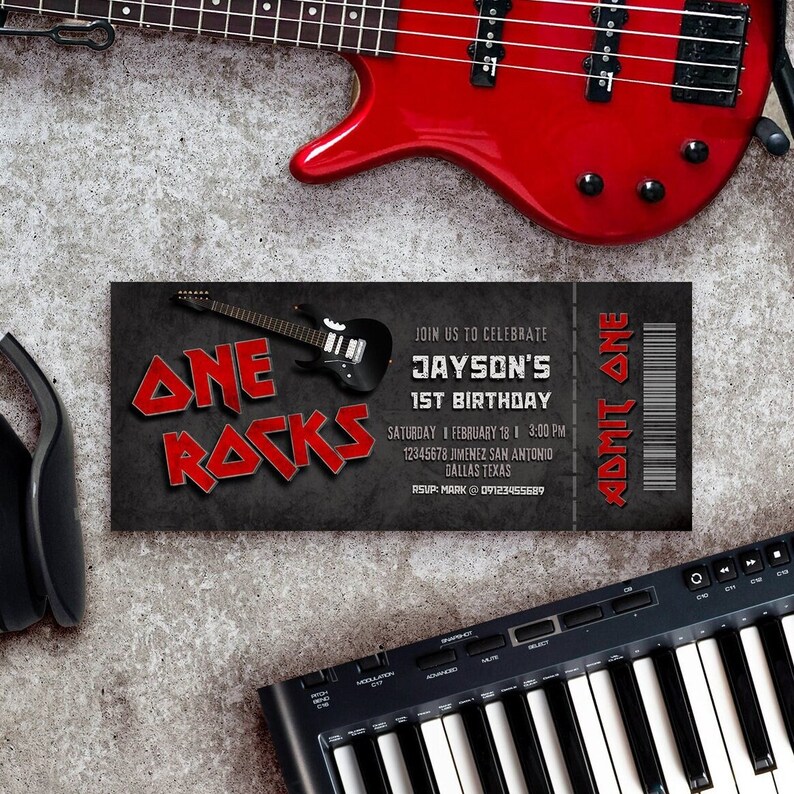 One Rocks - Rocked One Year - Rock and Roll - Boy First Birthday ...