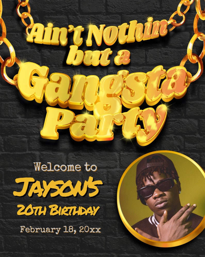 Gangsta Party - Boy Birthday Hiphop Theme Digital Editable Welcome Sign ...