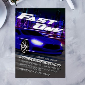 Fast One - Racing - Car - Digital Invitation - Canva Template - Etsy