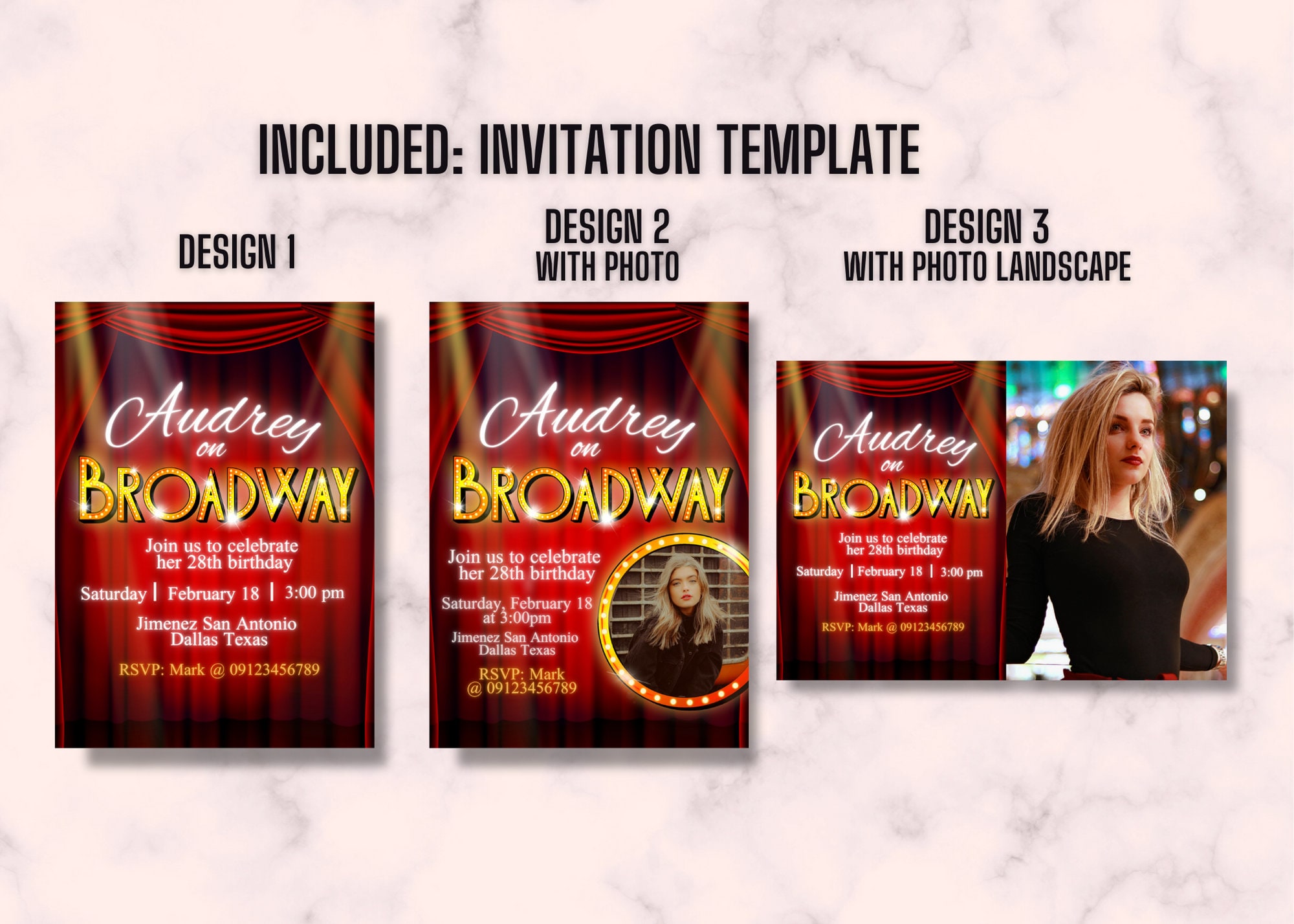 Broadway Theater Digital Editable Canva Template Package Bundle ...