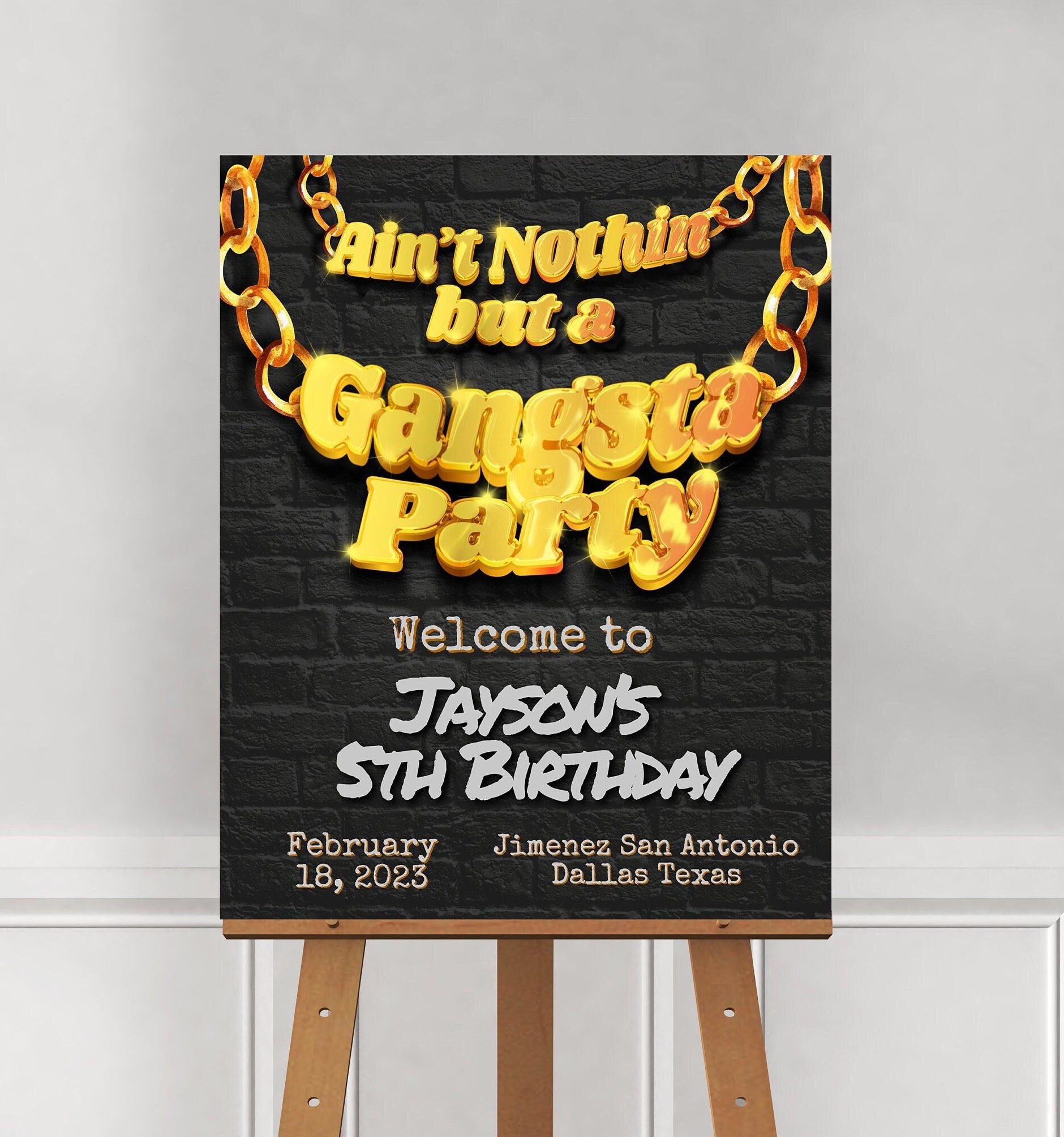 Gangsta Party - Hiphop Theme Welcome Sign Editable Digital Canva ...
