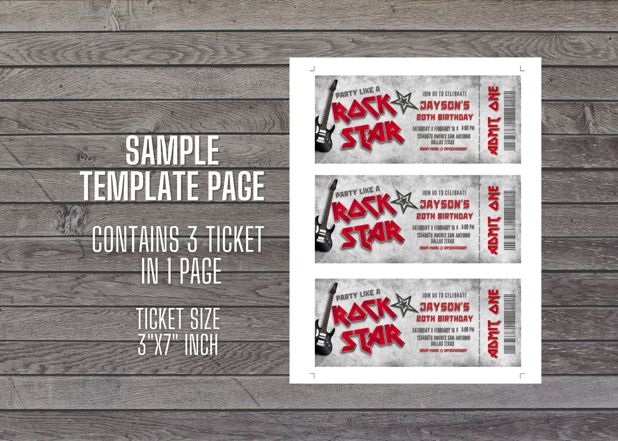 Rockstar Birthday Theme - Rocker Digital Editable Invitation Canva ...