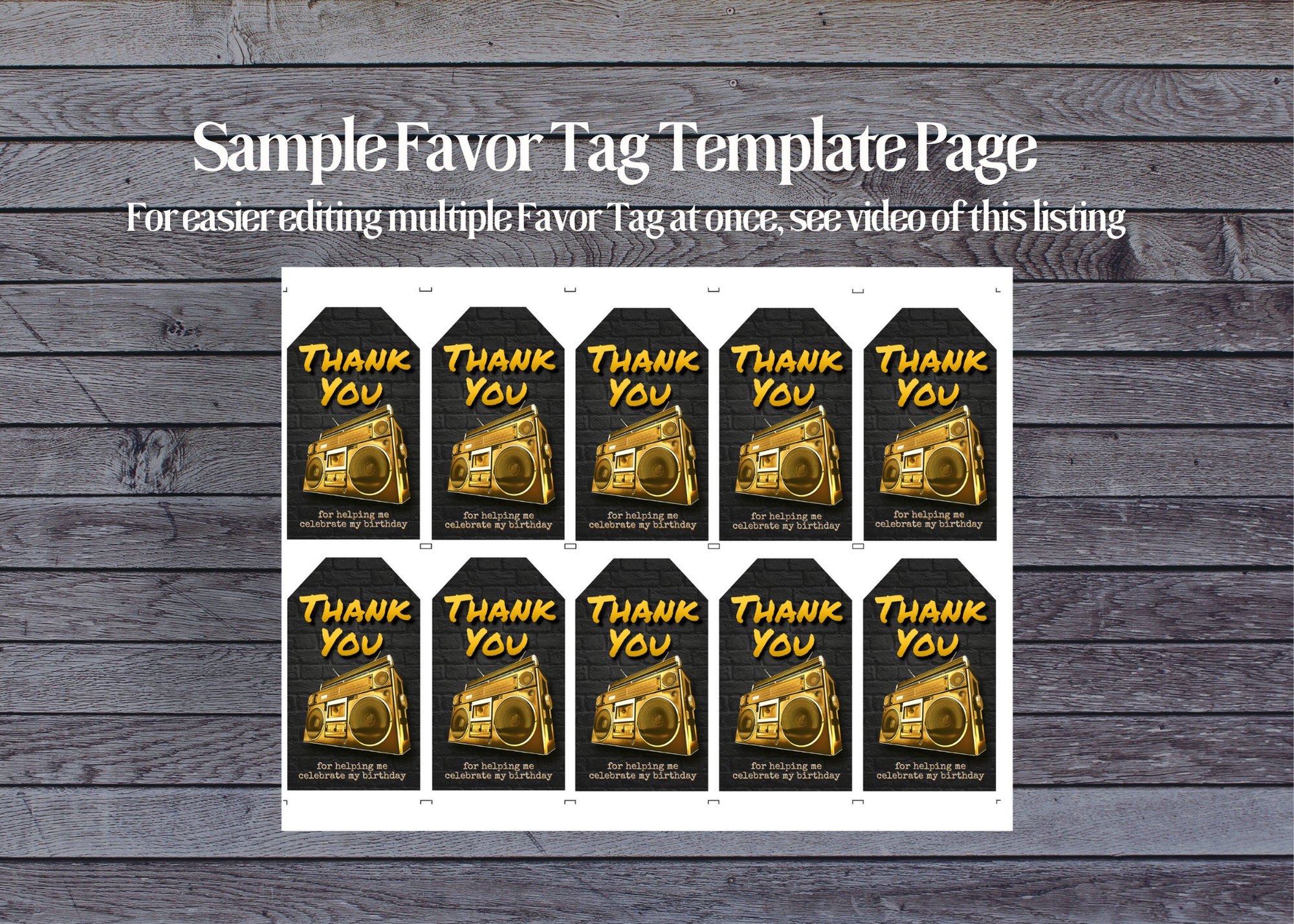 Hip Hop Rapper Gangsta Party Digital Editable Party Tag Canva Template ...