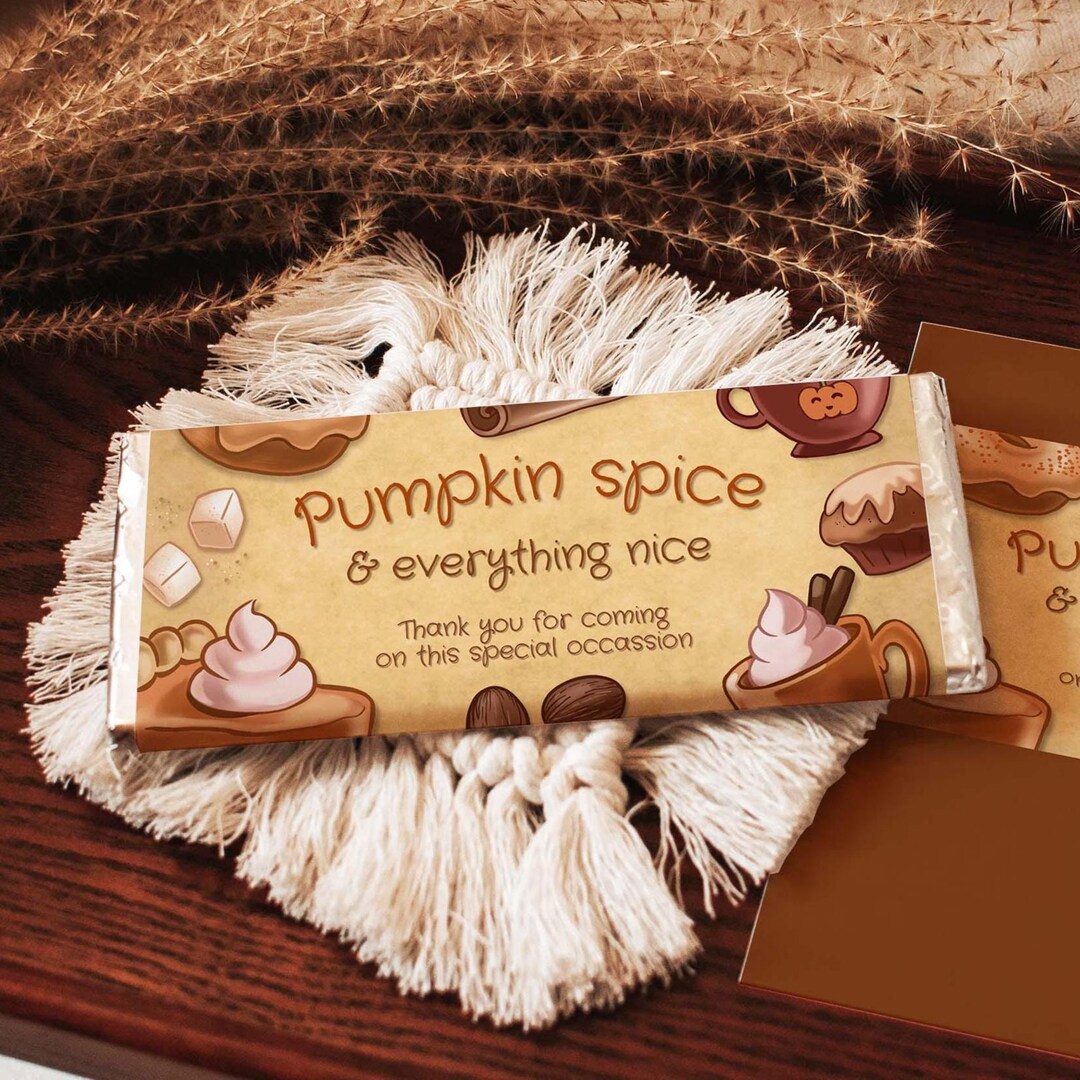 Pumpkin Spice Digital Editable Chocolate Wrapper Canva Template - Fall ...