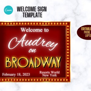 Broadway - Theater - Digital Welcome Sign Canva Template - Etsy