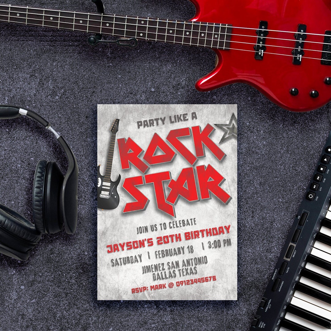 Rockstar Birthday - Rockstar Themed - Rocker Digital Editable ...