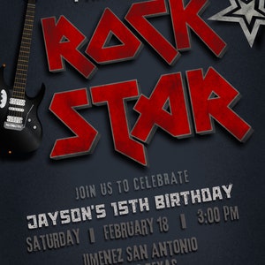 Rockstar Birthday - Rockstar Themed - Rocker Digital Editable ...