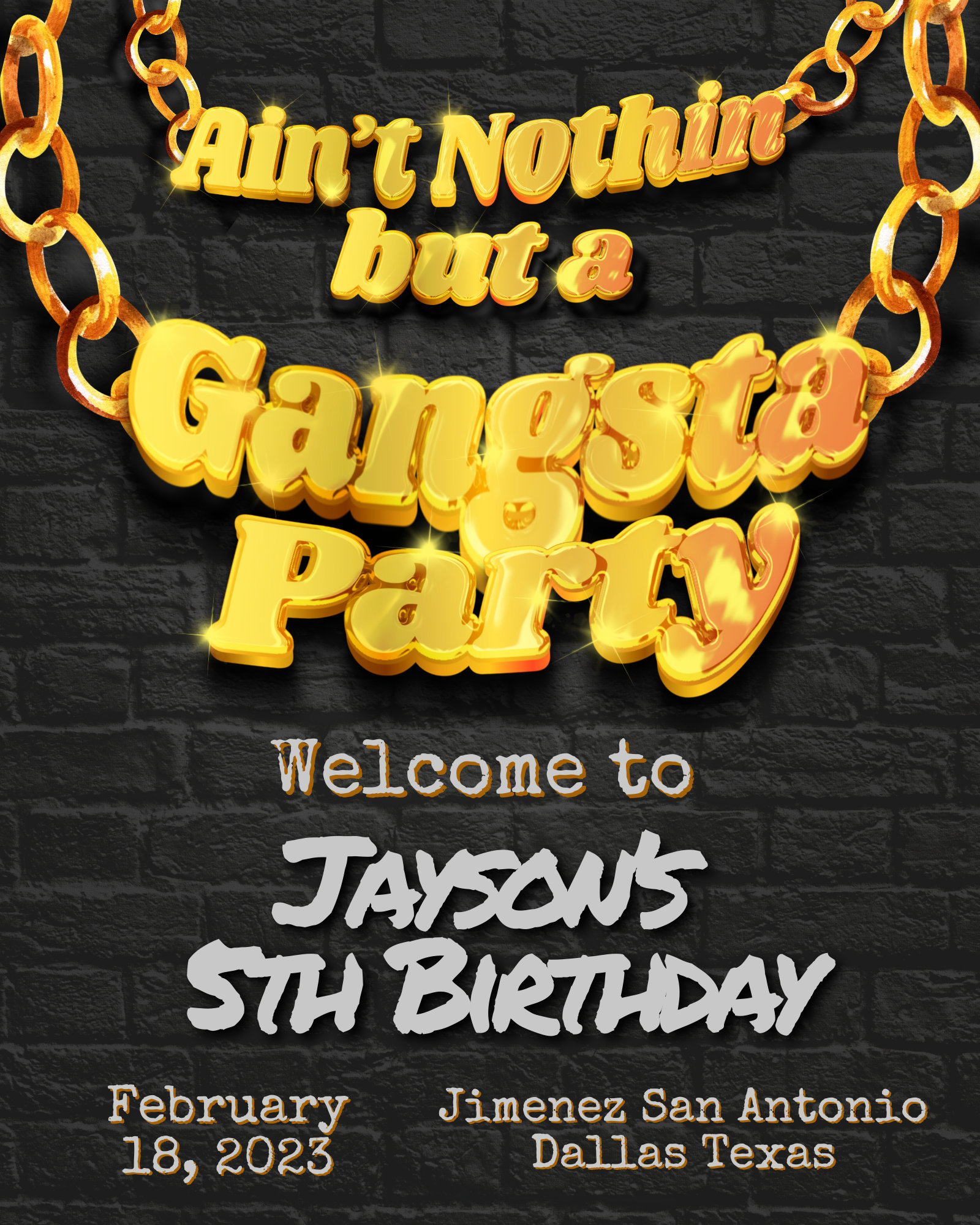 Gangsta Party - Hiphop Theme Welcome Sign Editable Digital Canva ...
