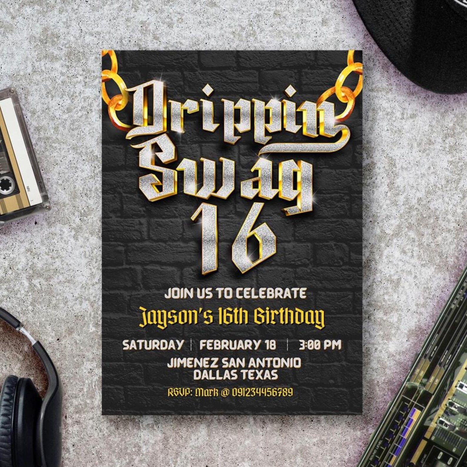 Drippin Swag 16 - Hip Hop Invitation Canva Template - Etsy