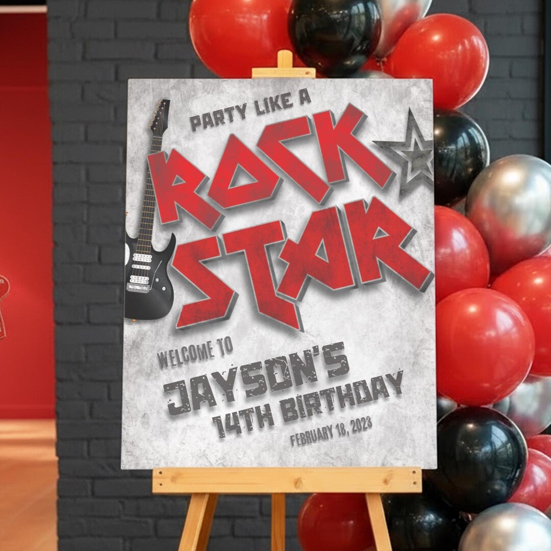 Rockstar Birthday - Rockstar Themed - Rocker Digital Editable Welcome ...