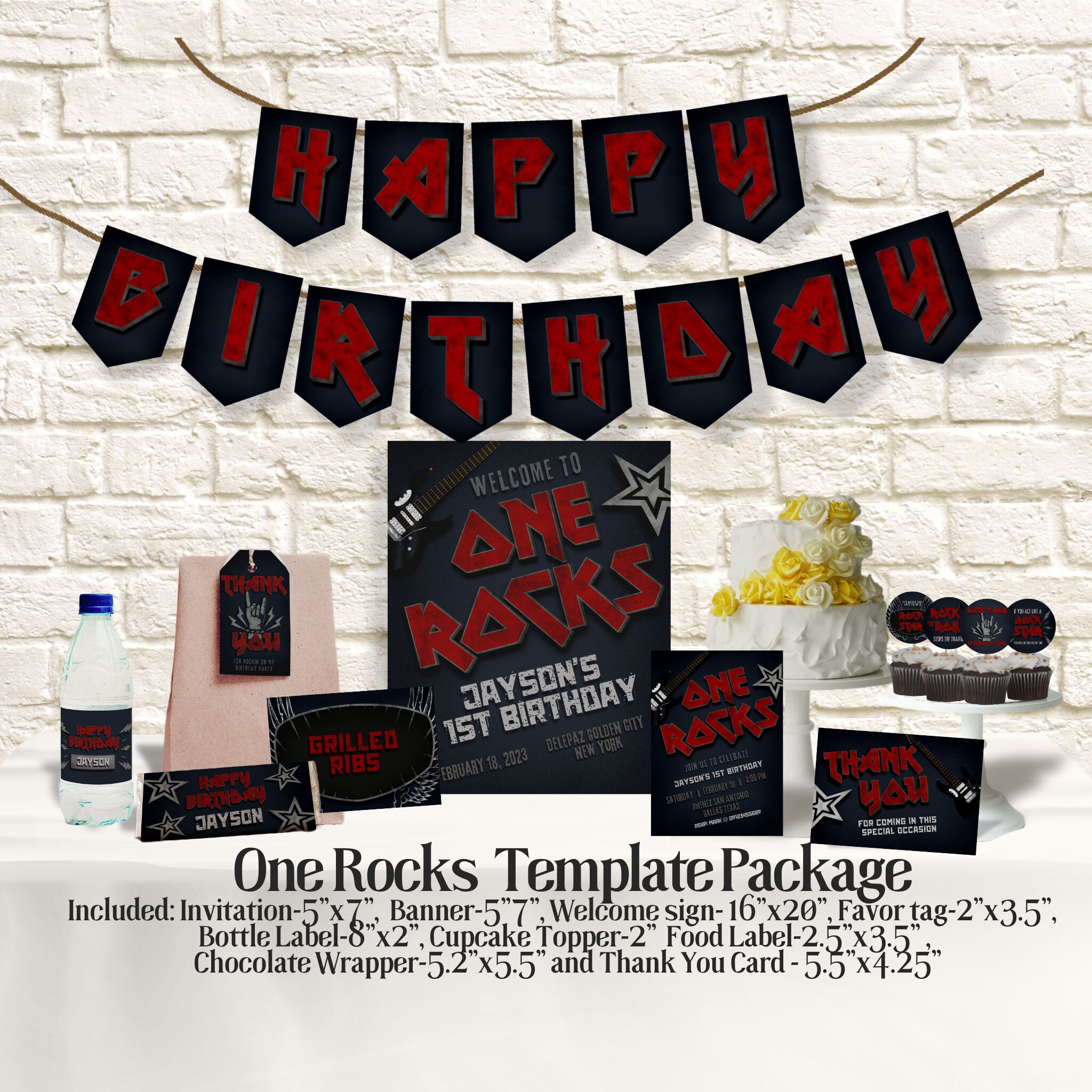 One Rocks Rock and Roll Rocked One Year 1st Birthday - Etsy