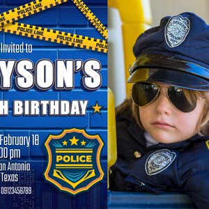Police Boy Birthday Party Digital Invitation With Photo- Made to Order ...