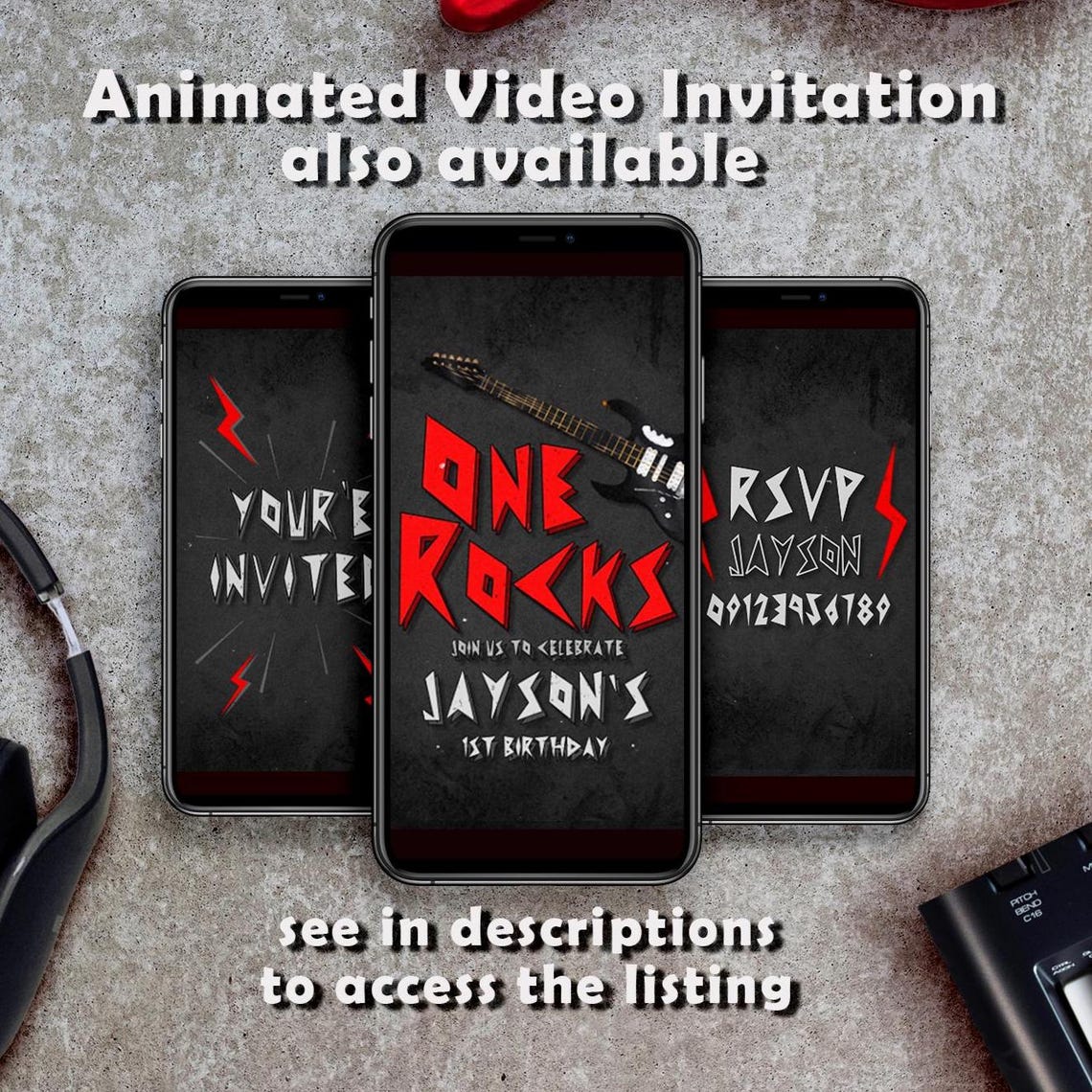 One Rocks - Rocked One Year - Rock and Roll - Boy 1st Birthday Digital ...