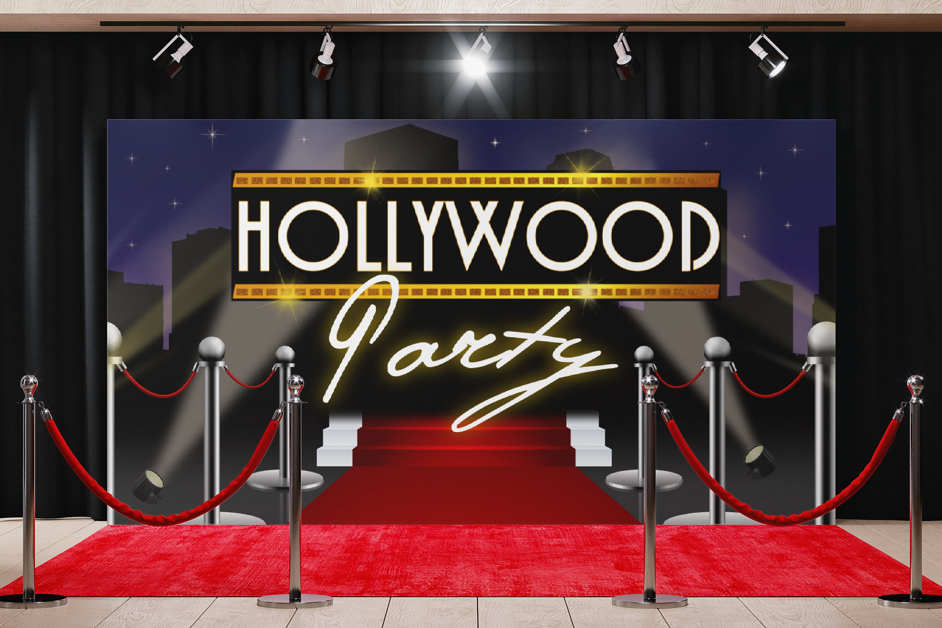 Hollywood Backdrop Red Carpet Walk of Fame Photo Backdrop Digital Canva Template - Etsy