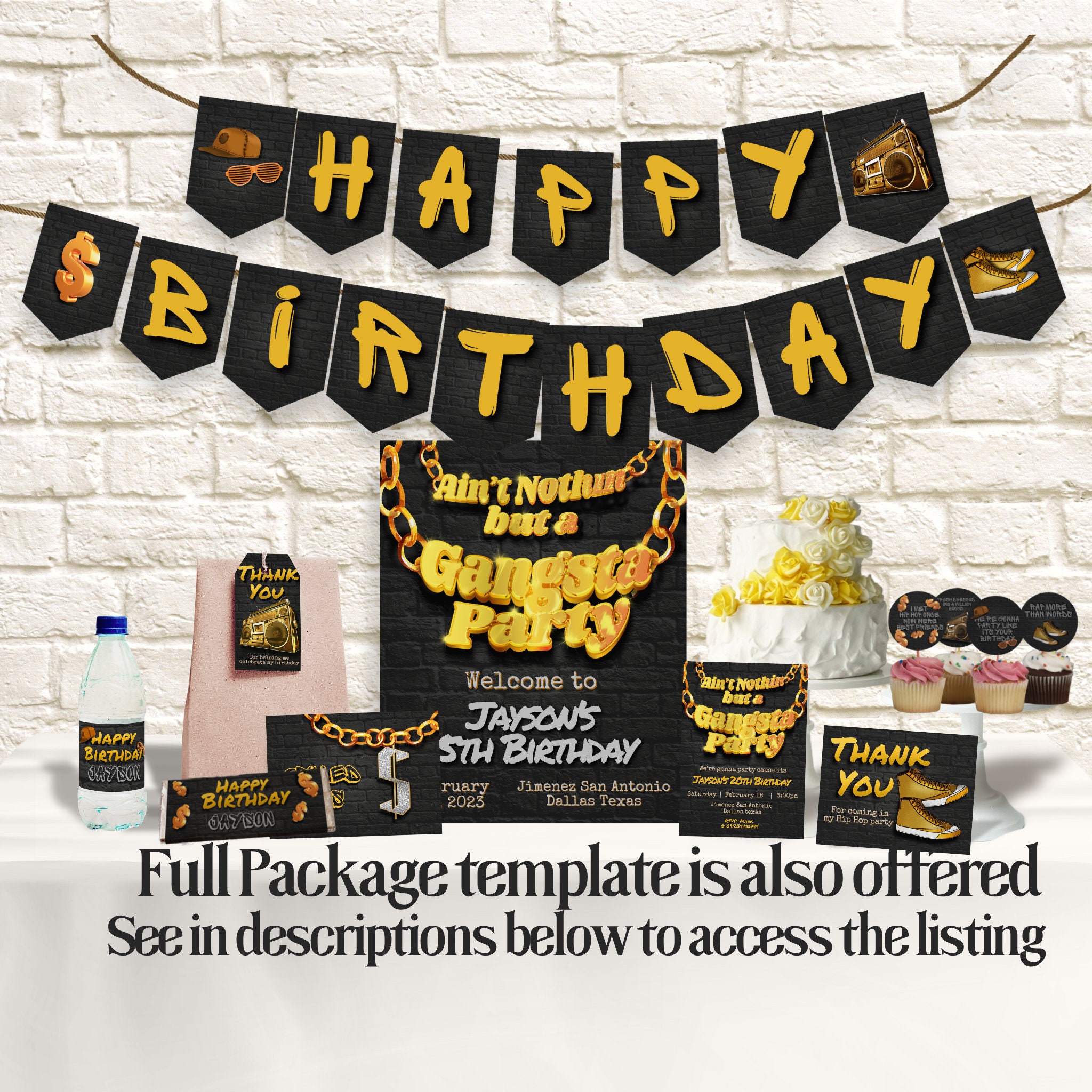 Gangsta Party Hiphop Theme Welcome Sign Editable Digital Canva Template ...