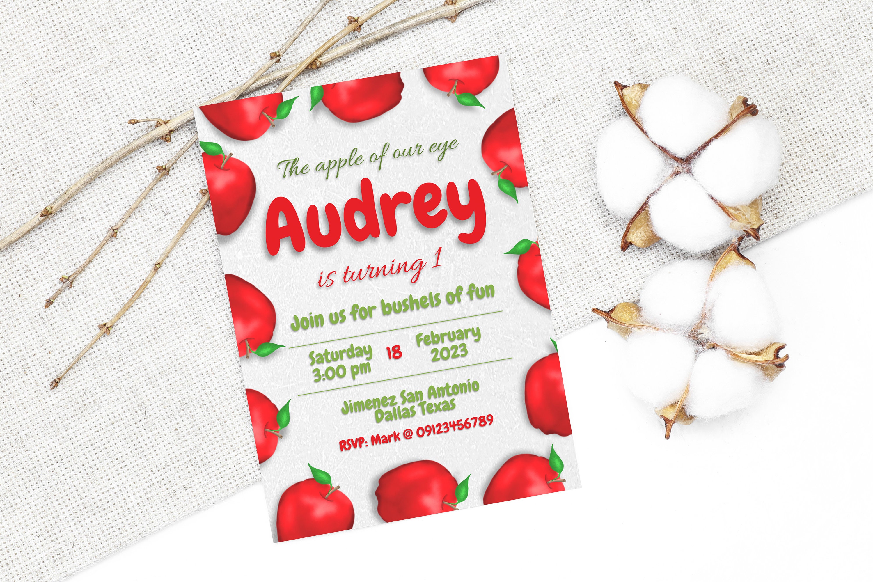 Apple Orchard Party Invitation Canva Template - Etsy
