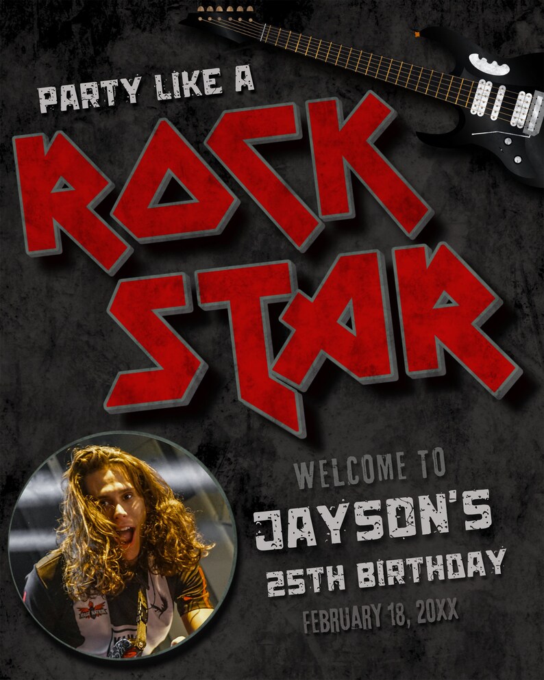 Rockstar Birthday Themed - Rocker Digital Editable Welcome Sign With ...