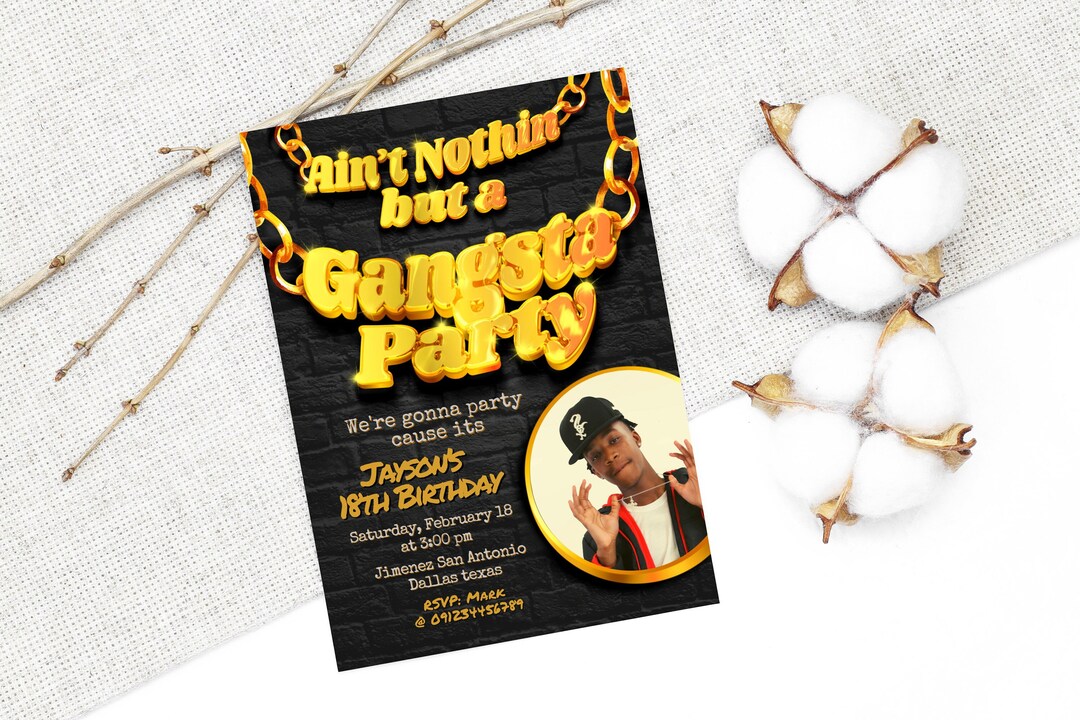 Gangsta Party Hiphop Theme With Picture Invitation Portrait - Etsy