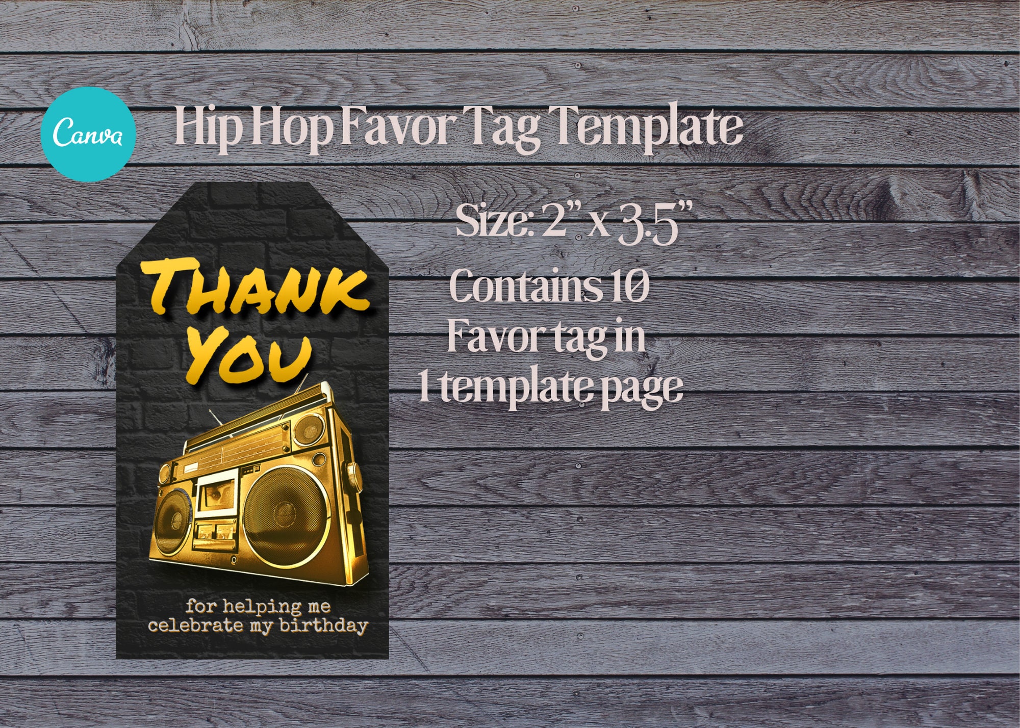 Hip Hop Rapper Gangsta Party Digital Editable Party Tag - Etsy