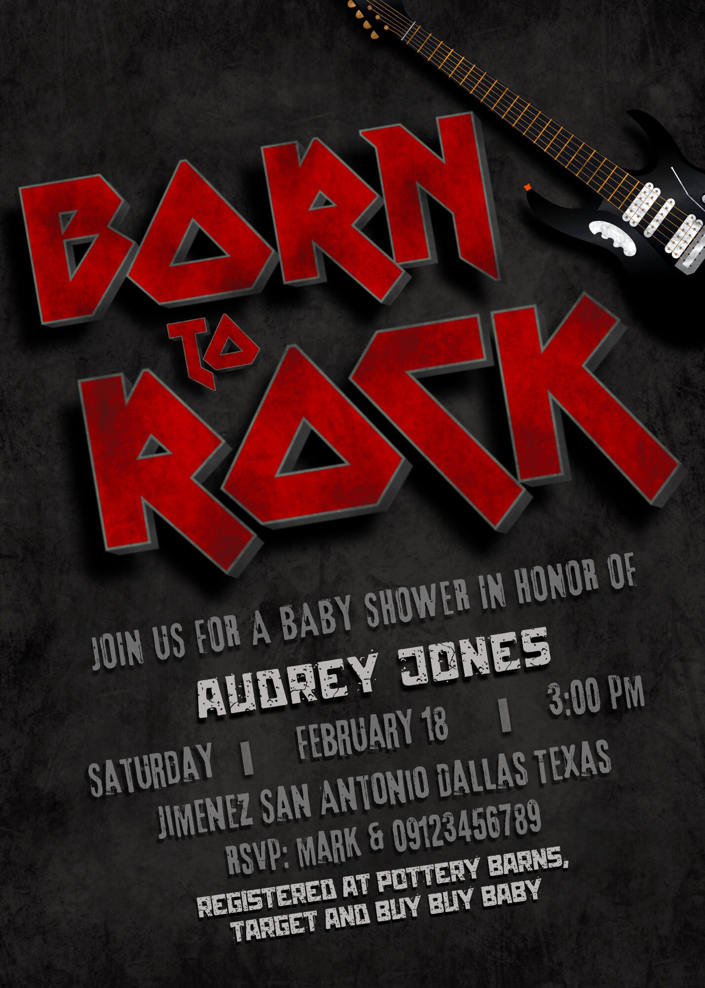 Born to Rock Baby Shower - Rockstar Theme - Rocker Theme Digital ...