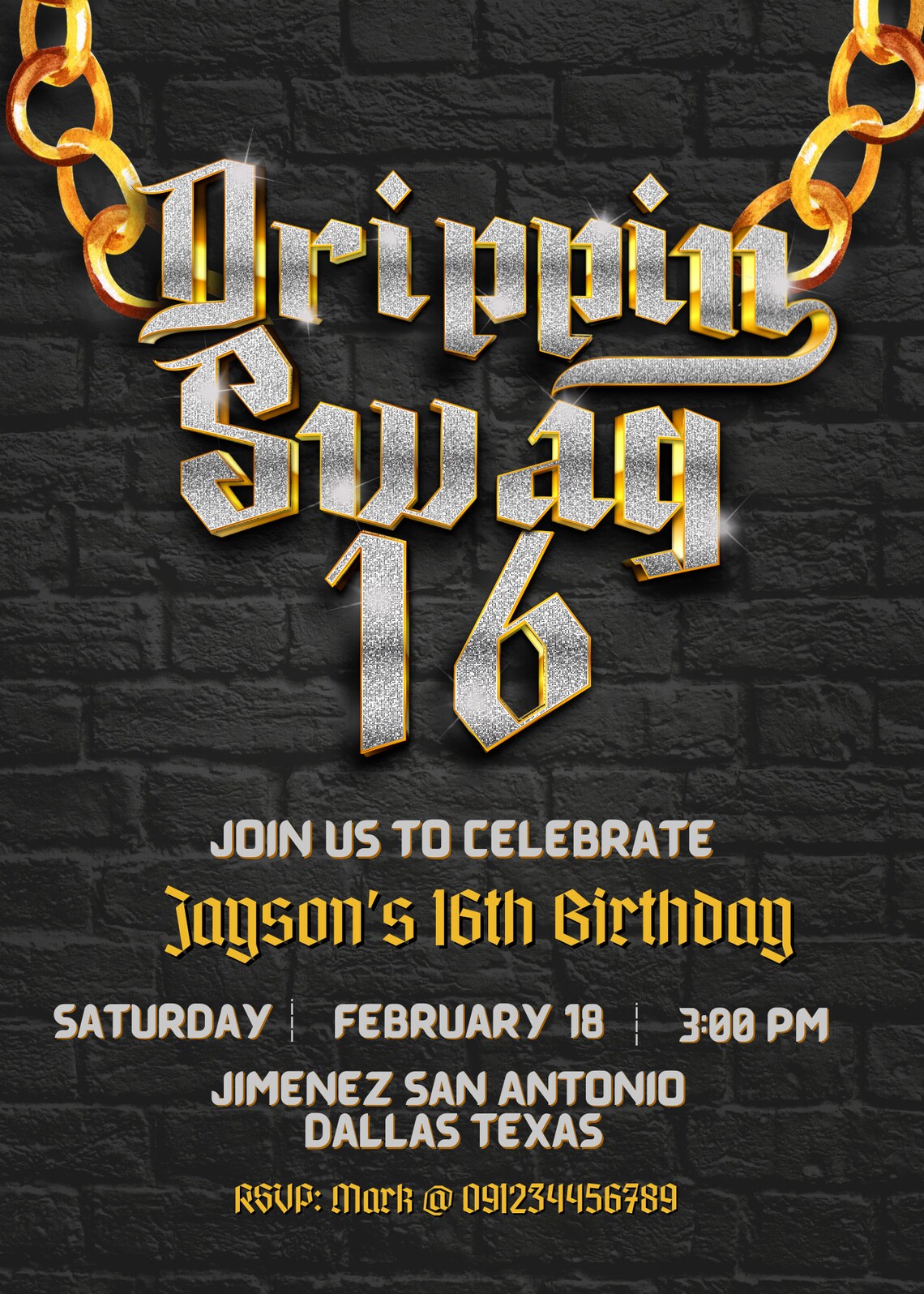 Drippin Swag 16 Hip Hop Invitation Canva Template - Etsy