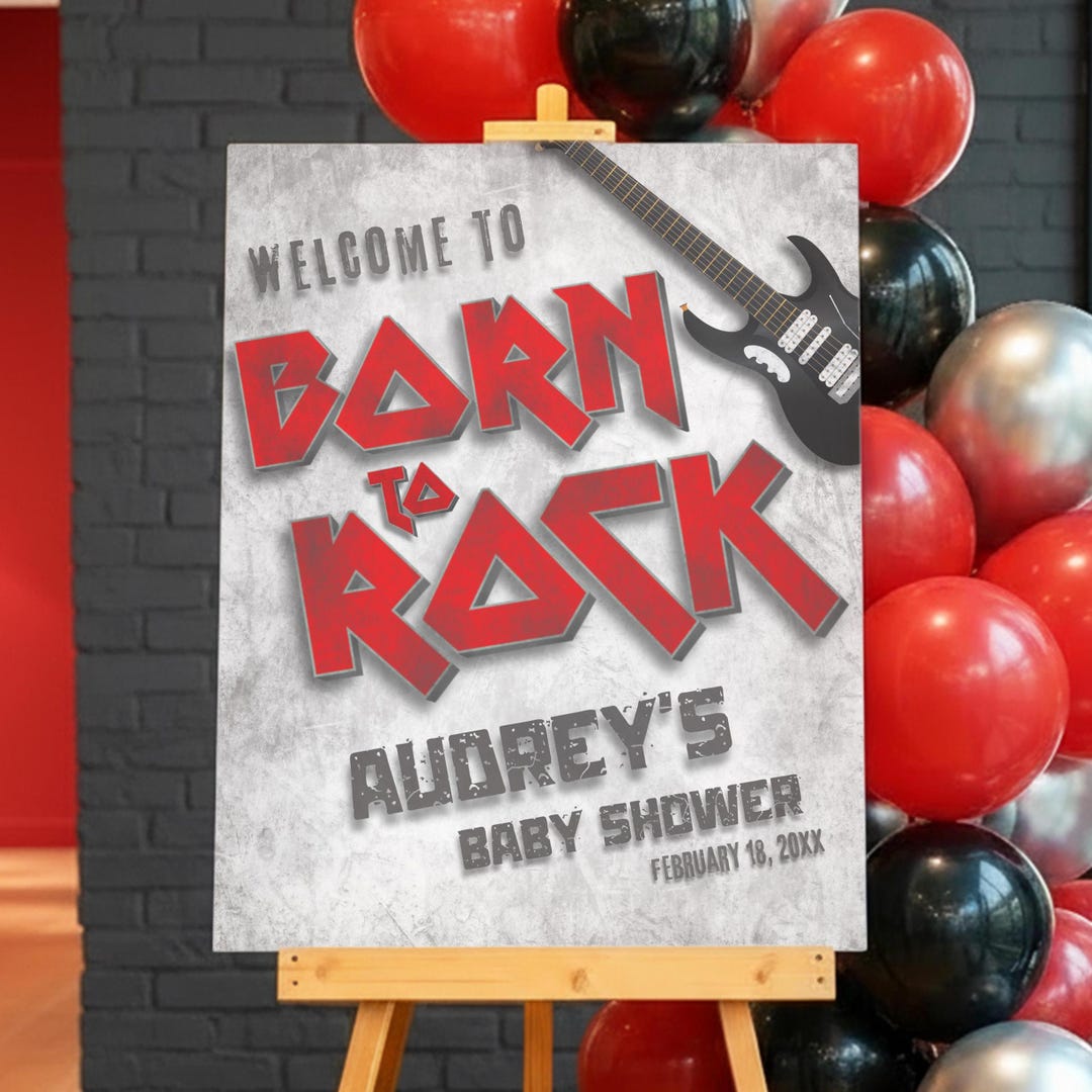 Born to Rock Baby Shower - Rockstar Theme - Rocker Theme Digital ...