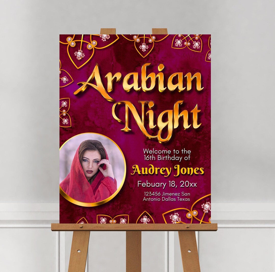 Arabian Night Pantone Pink Mobile Phone Editable Digital Welcome Sign ...
